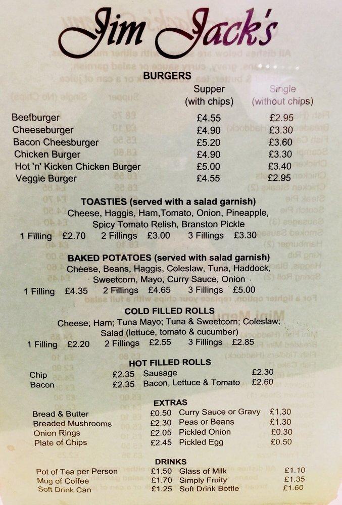 Menu at Jim Jack's Fish & Chips - Peebles fast food, Peebles