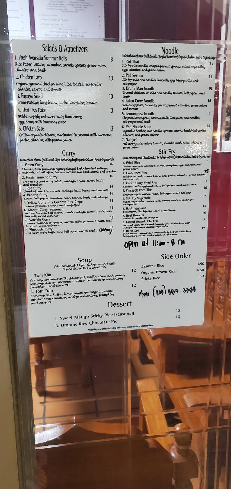 Menu at Racha Thai Waimea restaurant, Waimea