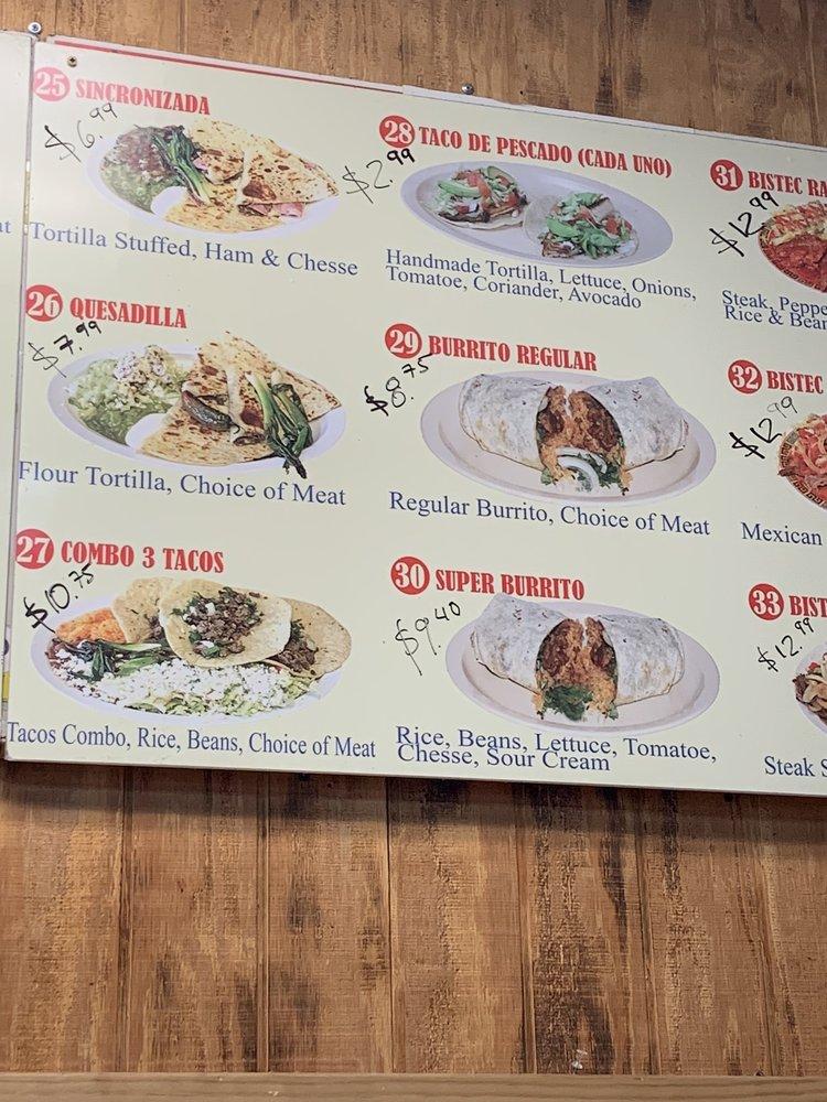 Menu at Taqueria Don Pedro restaurant, Corona, N McKinley St