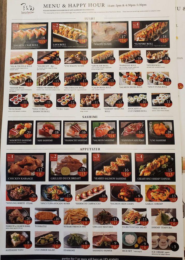 Menu at Tsuru Ton Tan restaurant, Honolulu, Kalakaua Ave Ste B 310