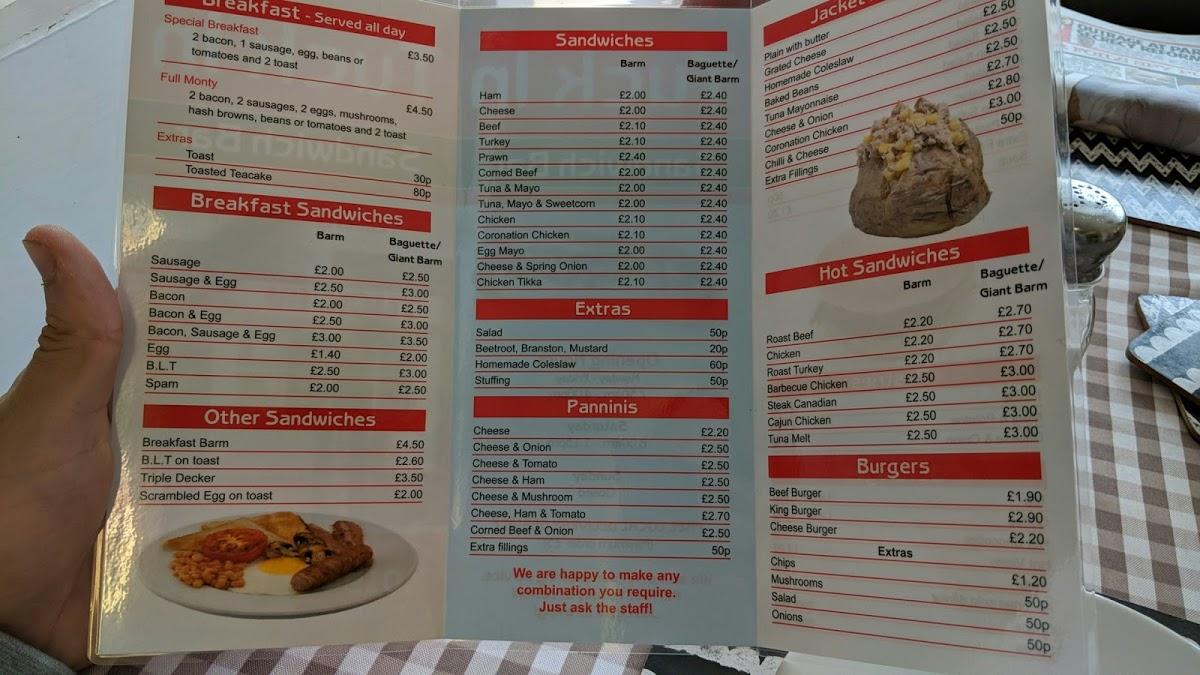 Menu at Tuck In Sandwich Bar, Bolton