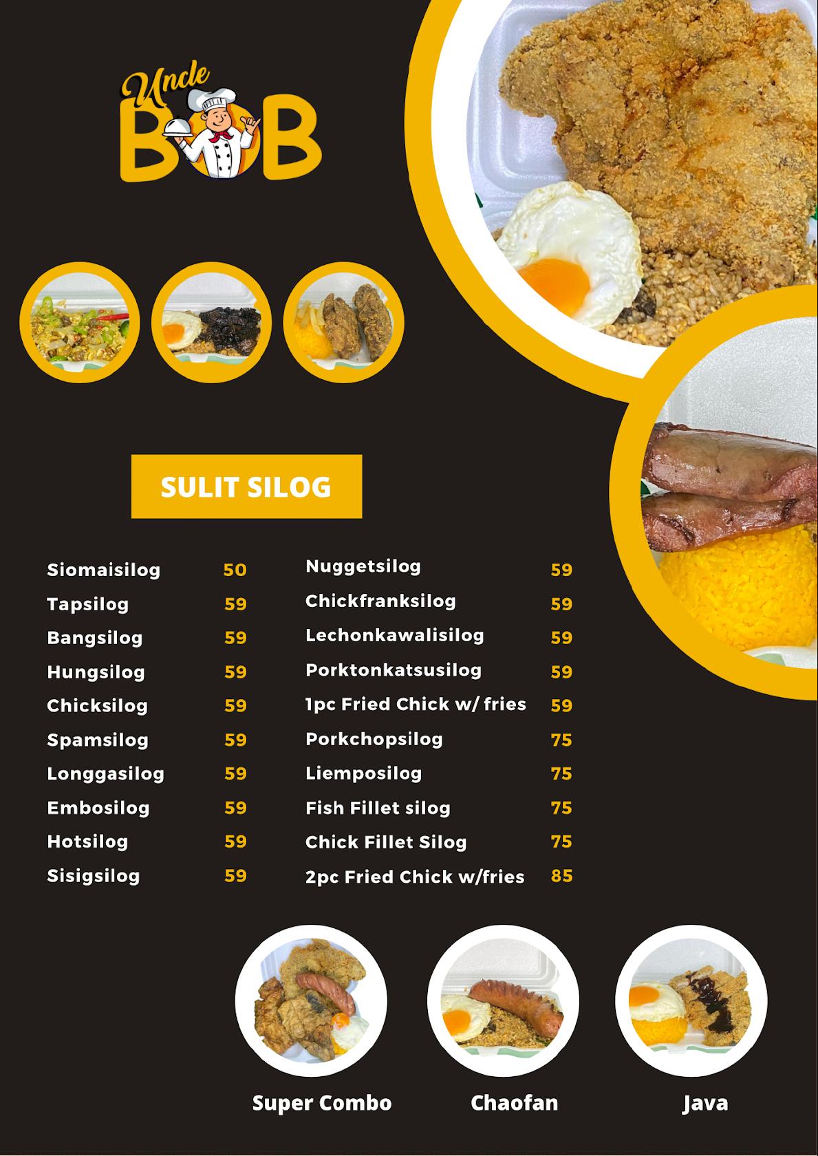 Menu at Uncle-Bob's Silogan Pembo Makati restaurant, Taguig