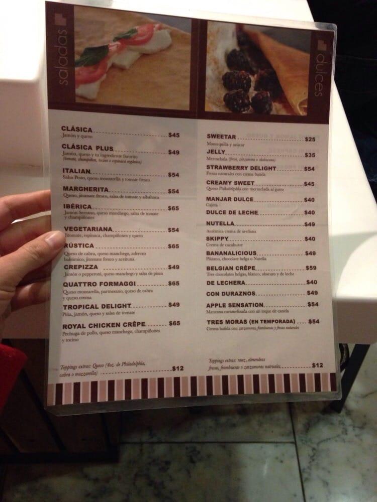 Menu at Crêpe Corner cafeteria, Mexico City, Guillermo González ...