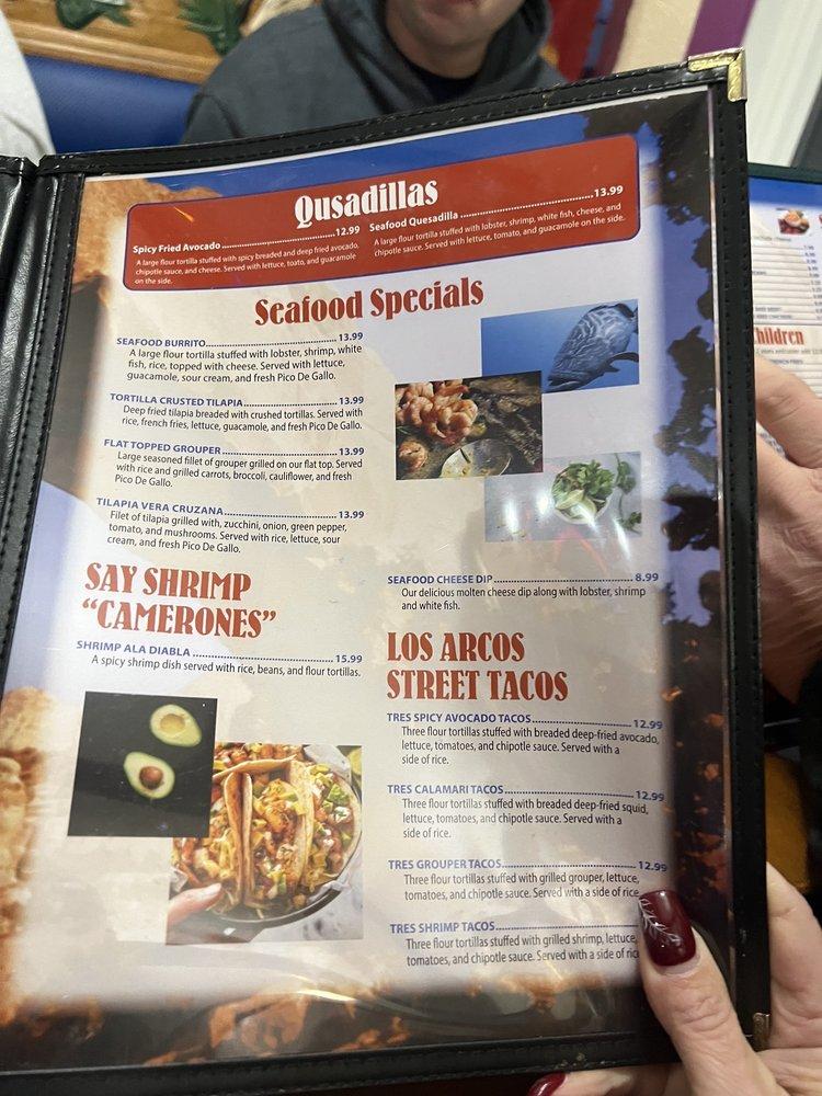 Menu at Los Arcos restaurant, Upper Sandusky