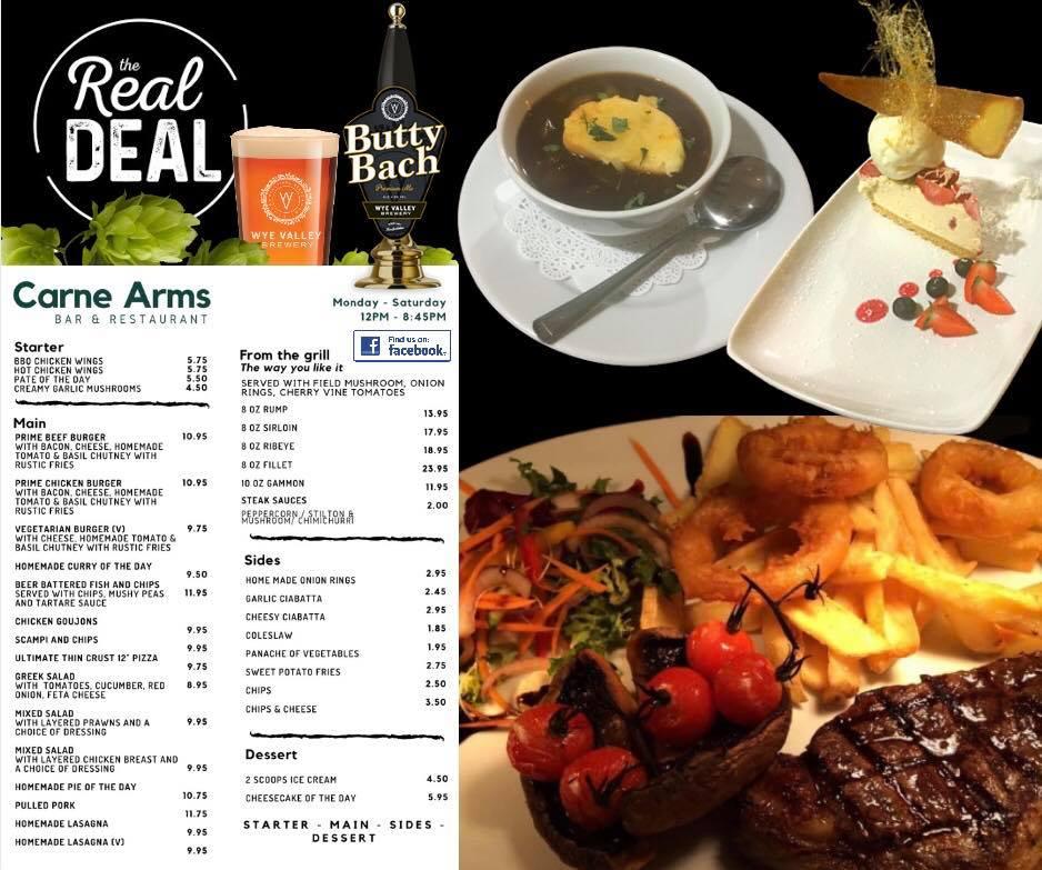 Menu at The Carne Arms pub & bar, Cowbridge, Llysworney