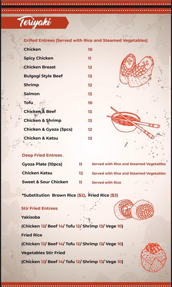 Menu at iSushi restaurant, Renton