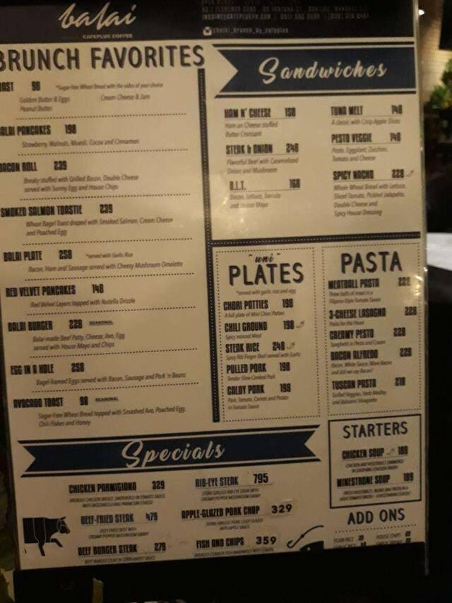 Menu at Balai Brunch by Cafeplus Coffee, Mandaue City