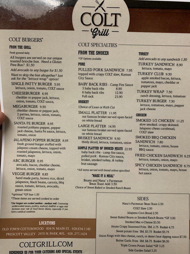 Menu at COLT Grill, BBQ & Spirits, Prescott Valley