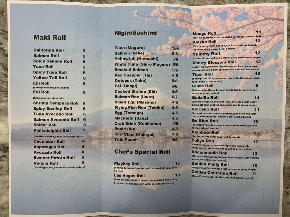 Menu at Fuji Sushi Hibachi Express restaurant, Carmel