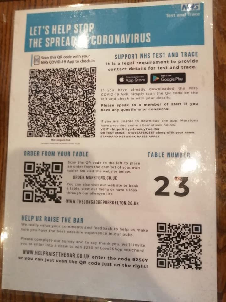 Menu at Longacre pub & bar, Skelton and Brotton