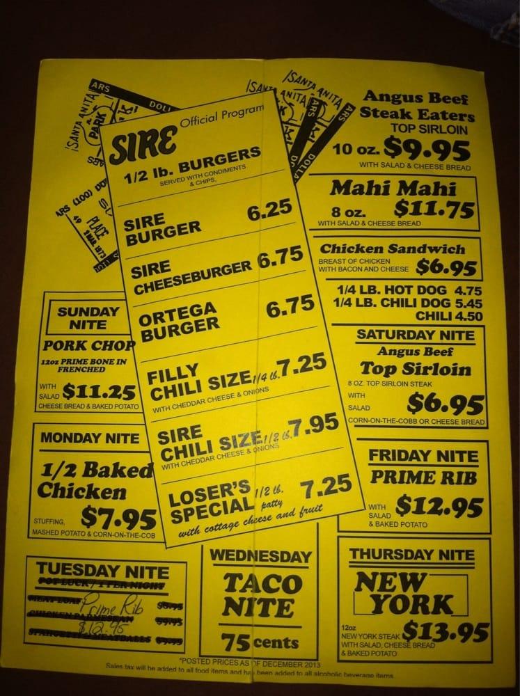 Menu at Sire Restaurant, Riverside