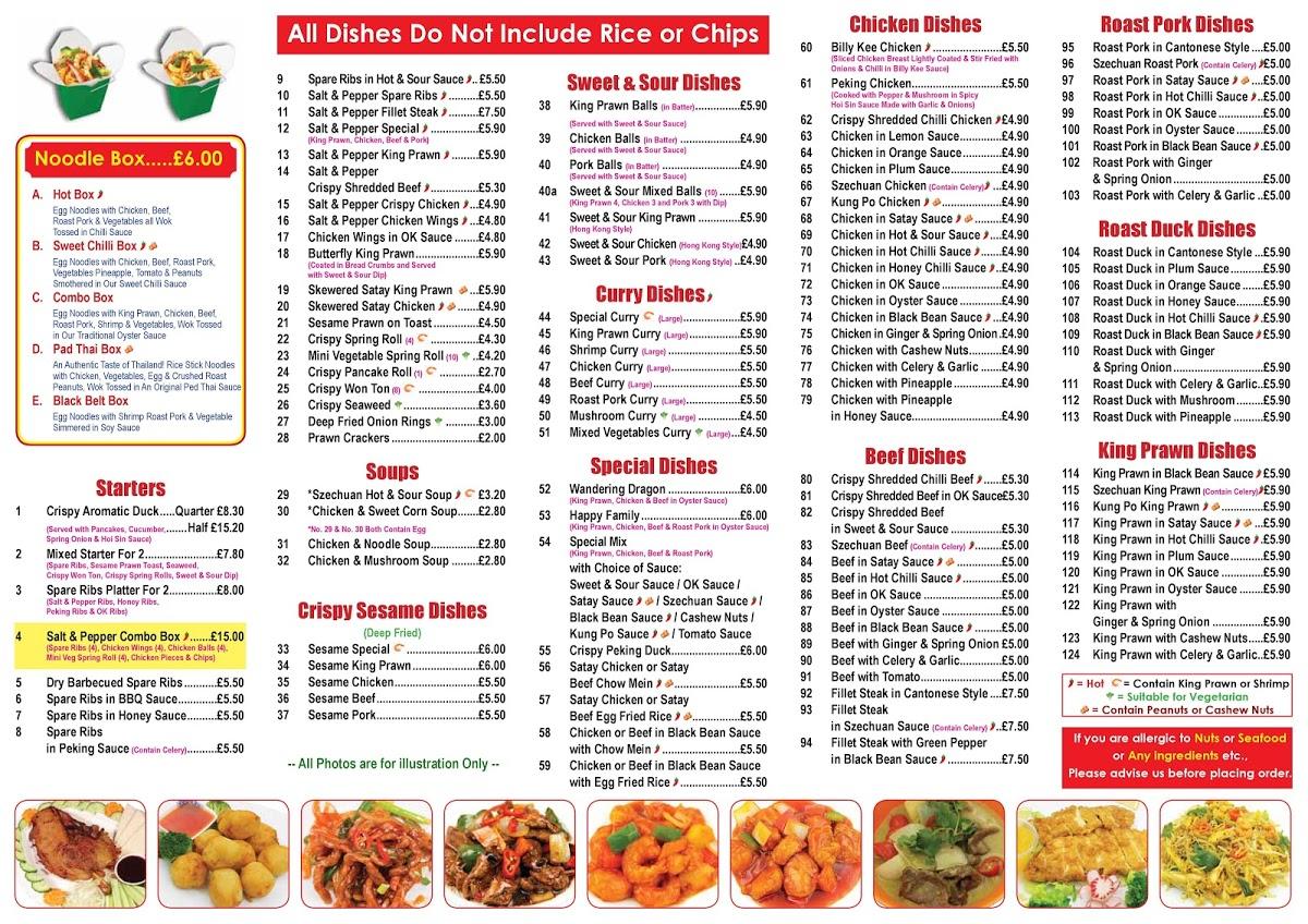 Menu at Taste Of China restaurant, King's Lynn