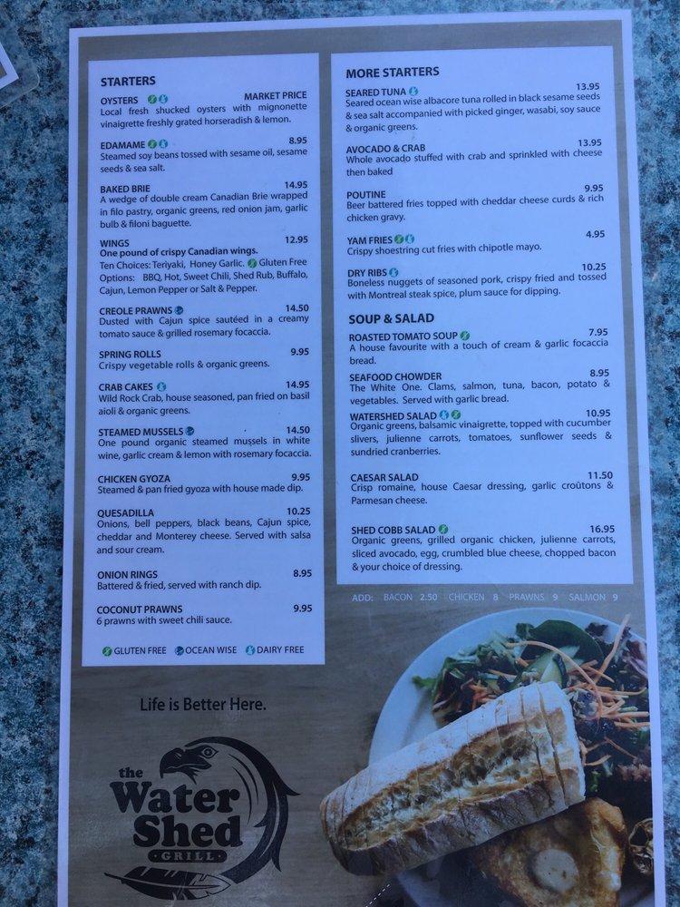 Menu at The Watershed Grill pub & bar, Squamish
