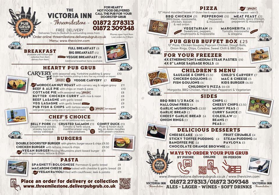 Menu at The Victoria Inn fast food, Truro