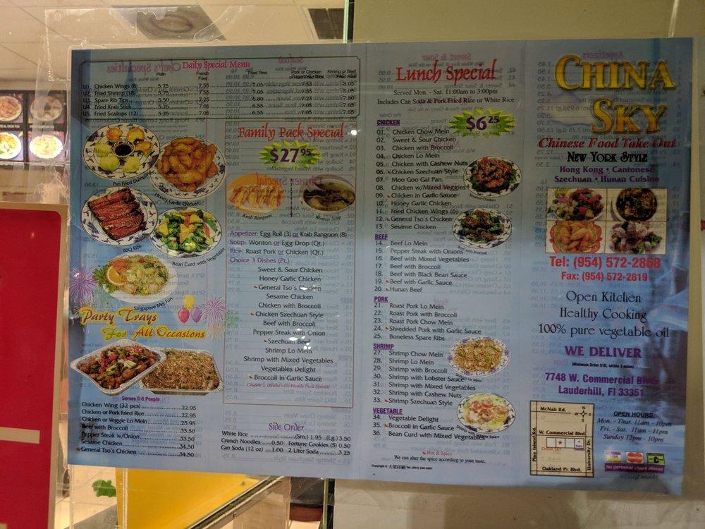 Menu at China Sky restaurant, Sunrise, W Commercial Blvd