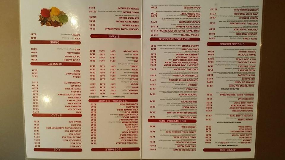 Menu at Spice Land fast food, Brentwood