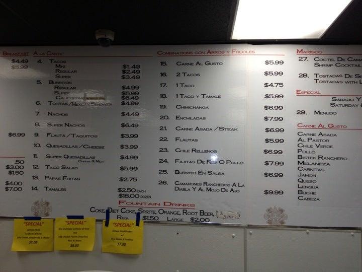 Menu at Azteca Grill & Bakery, Fallon