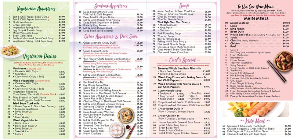 Menu at FullHouse Chinese Restaurant, Meols