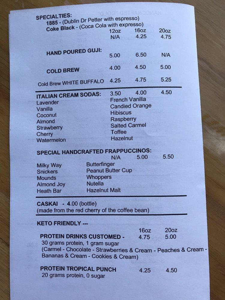 Menu at J316 Downtown Coffee House, Snyder