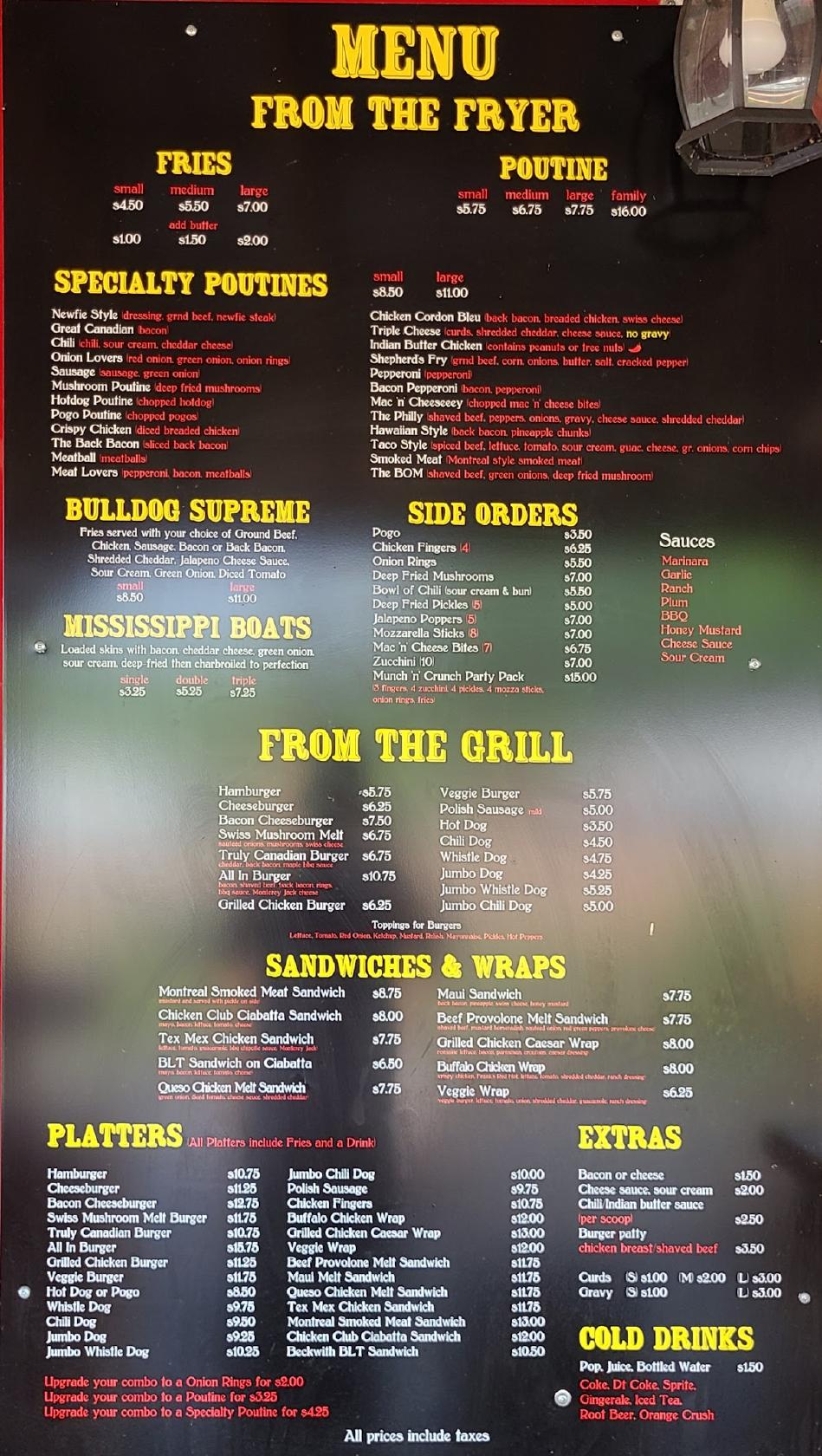Menu at The Crispy Spud restaurant, Carleton Place