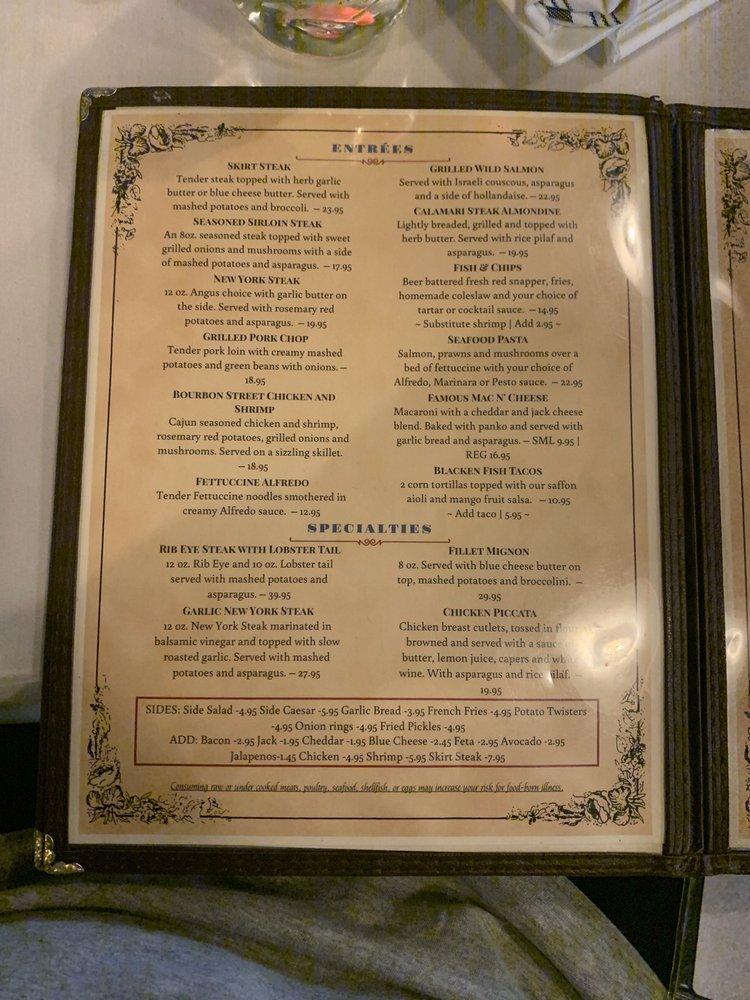 Menu at The Water Street Grill desserts, Santa Cruz