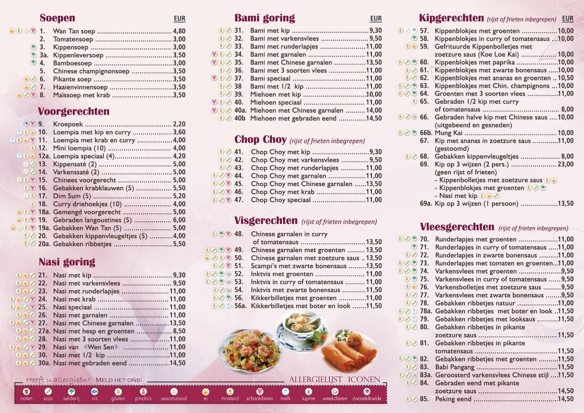 Menu at Wen Sen, Malle