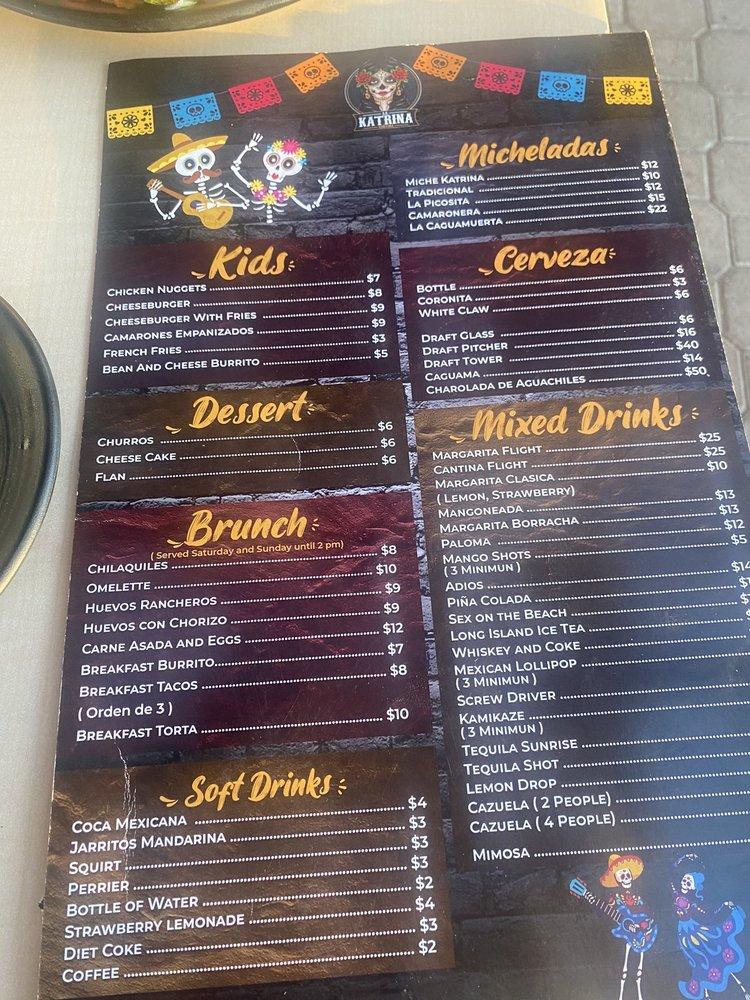 Menu at La Katrina Mexican Grill and Cantina pub & bar, Fontana