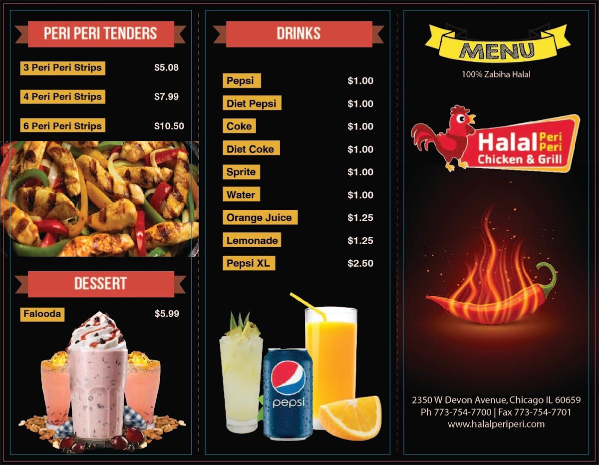 Menu at Halal Peri Peri Chicken & Grill restaurant, Chicago
