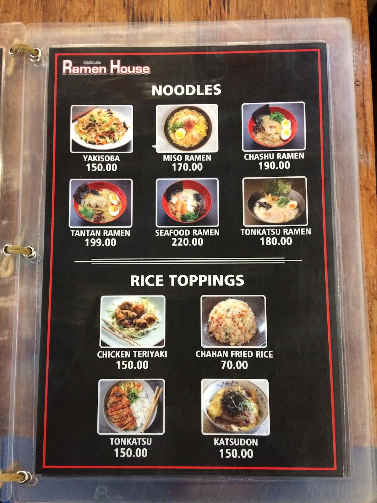 Carta del restaurante Ramen House, General Trias