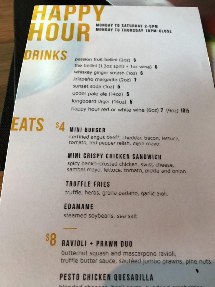 Menu at Cactus Club Cafe Coal Harbour, Vancouver