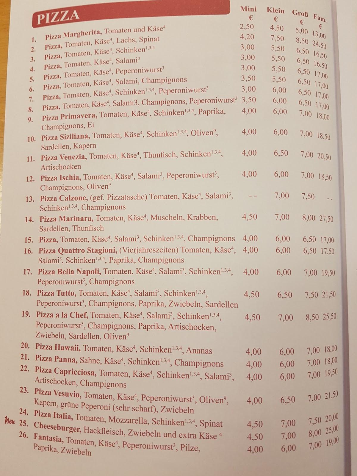 Speisekarte von Da Nino restaurant, Taunusstein