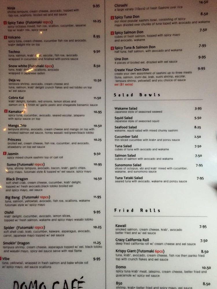 Menu at Domo Café restaurant, Fort Walton Beach, Hurlburt Rd