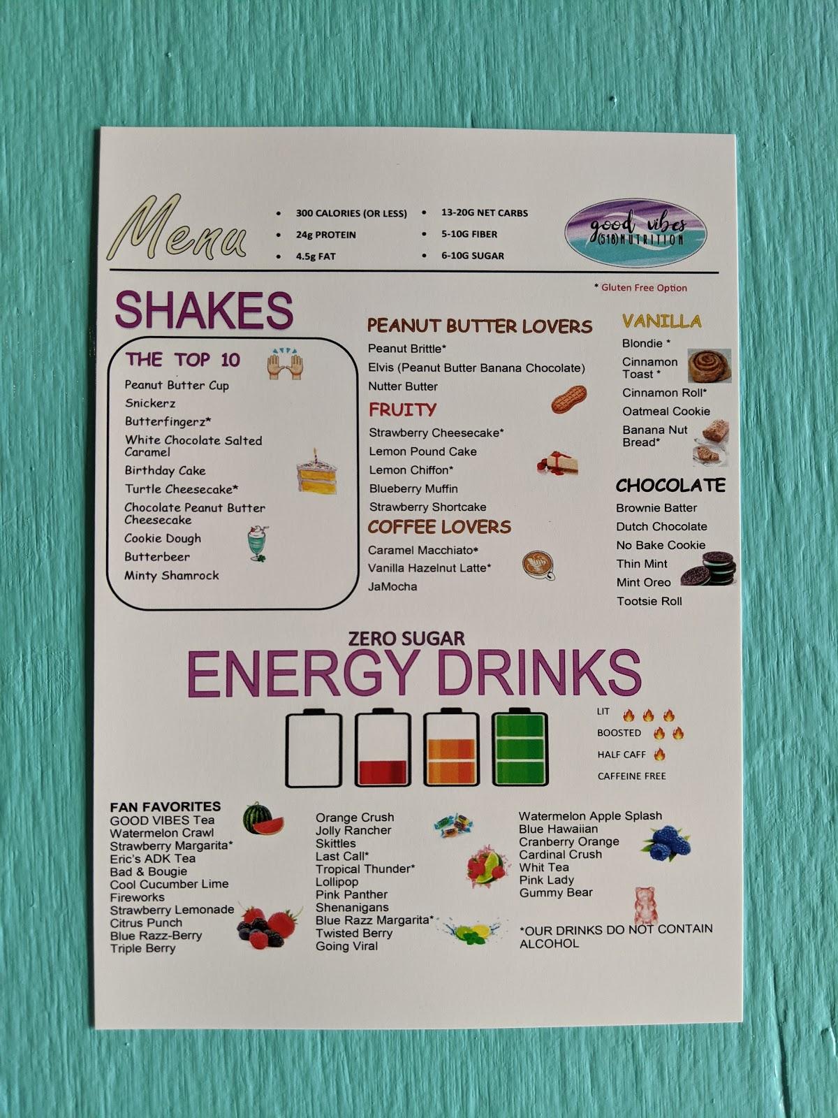 Menu at Good Vibes 518 Nutrition restaurant, Queensbury