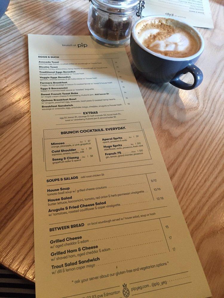 Menu at Pip pub & bar, Edmonton