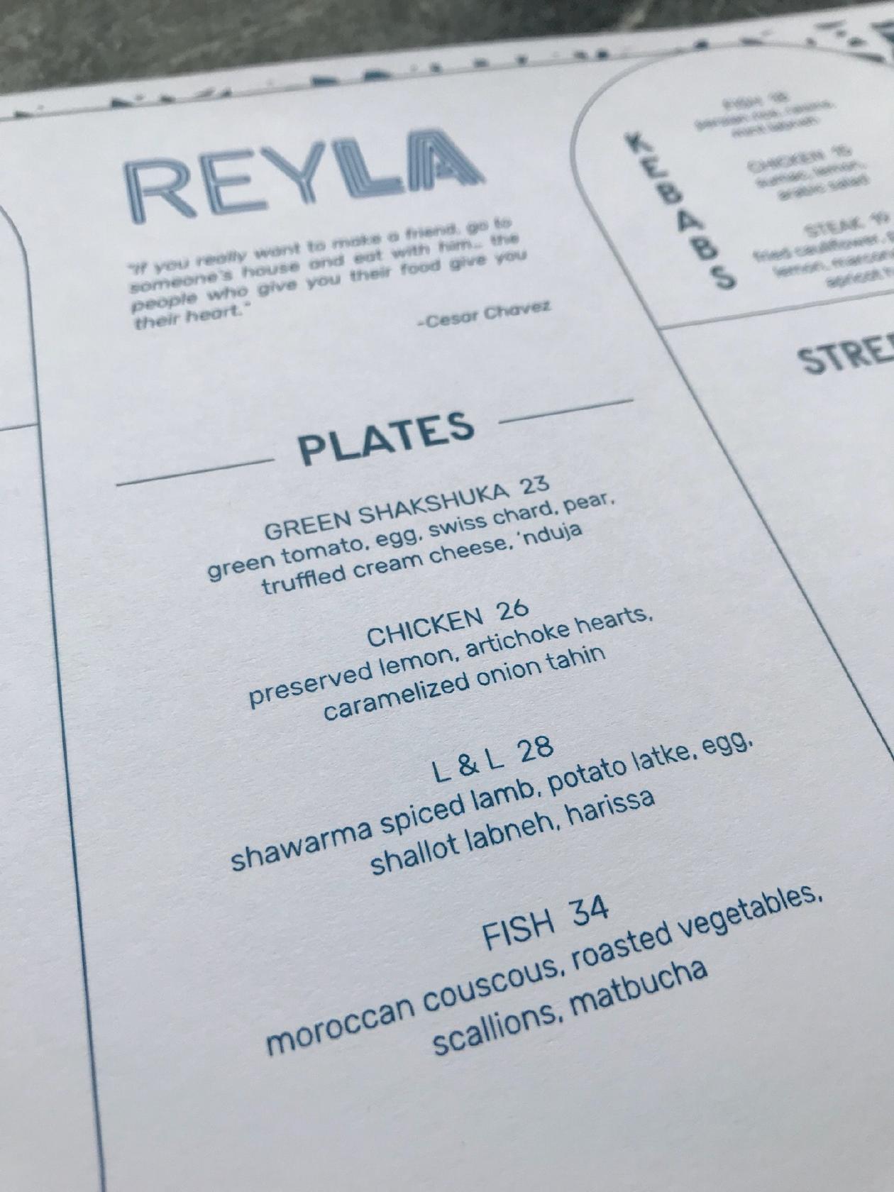 Menu at REYLA pub & bar, Asbury Park