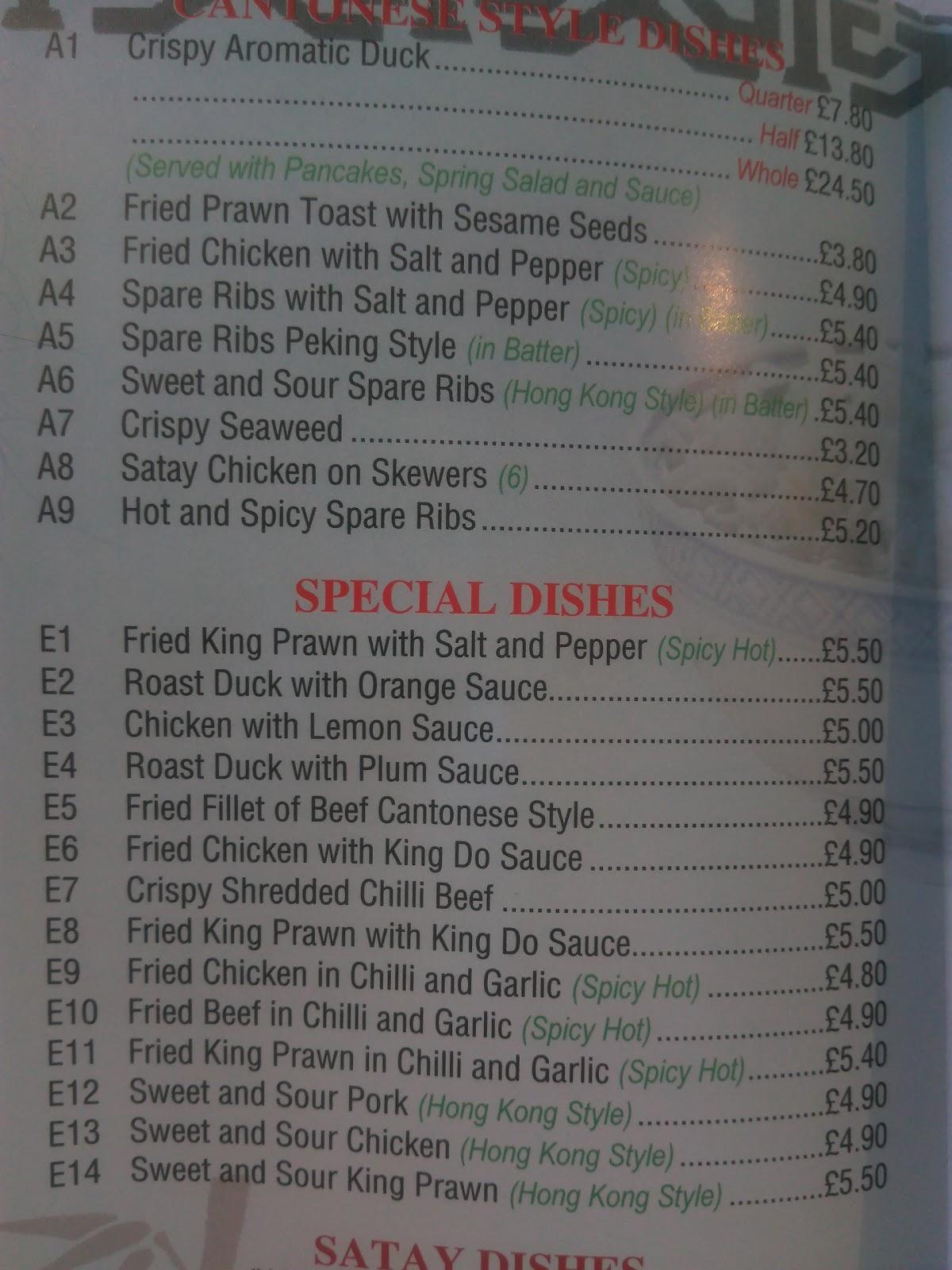 Menu at Sun Luck fast food, Wisbech