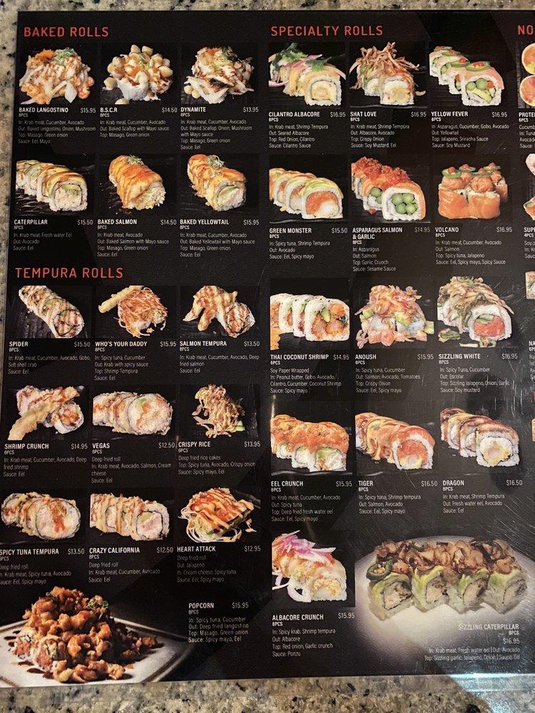 Menu at Zono Sushi restaurant, Glendale
