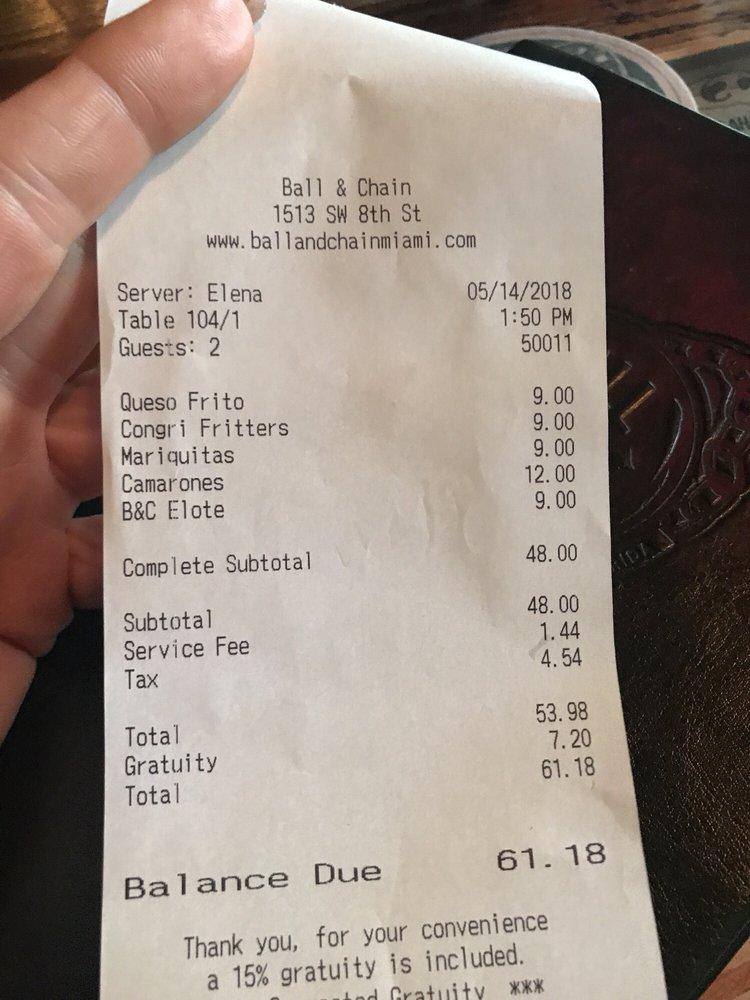 Carta del pub y bar Ball & Chain, Miami, SW 8th St