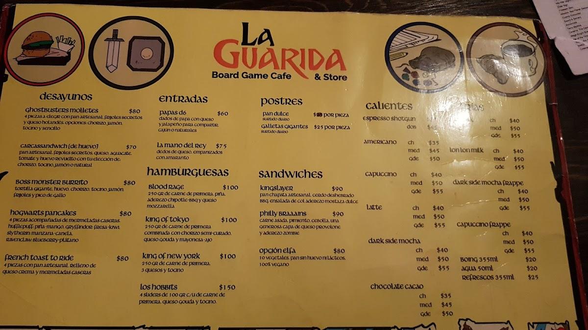 Carta de La Guarida - Board Game Cafe & Store, Monterrey, Rogelio Cantú ...
