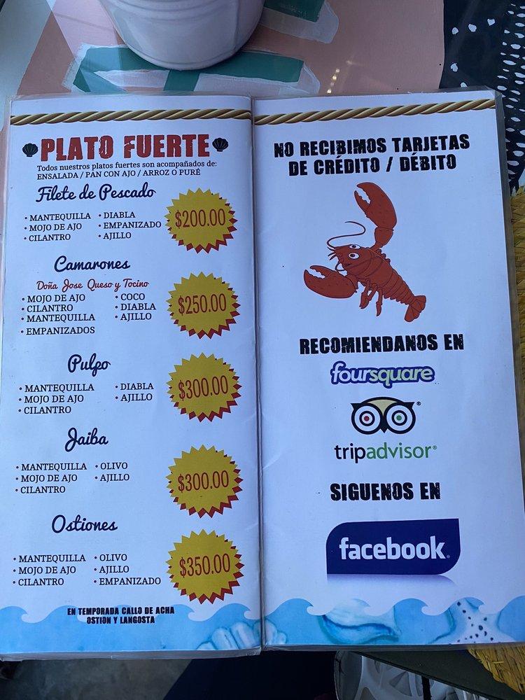 Carta del restaurante Mario´s Mariscos Frescos, San Miguel del Allende