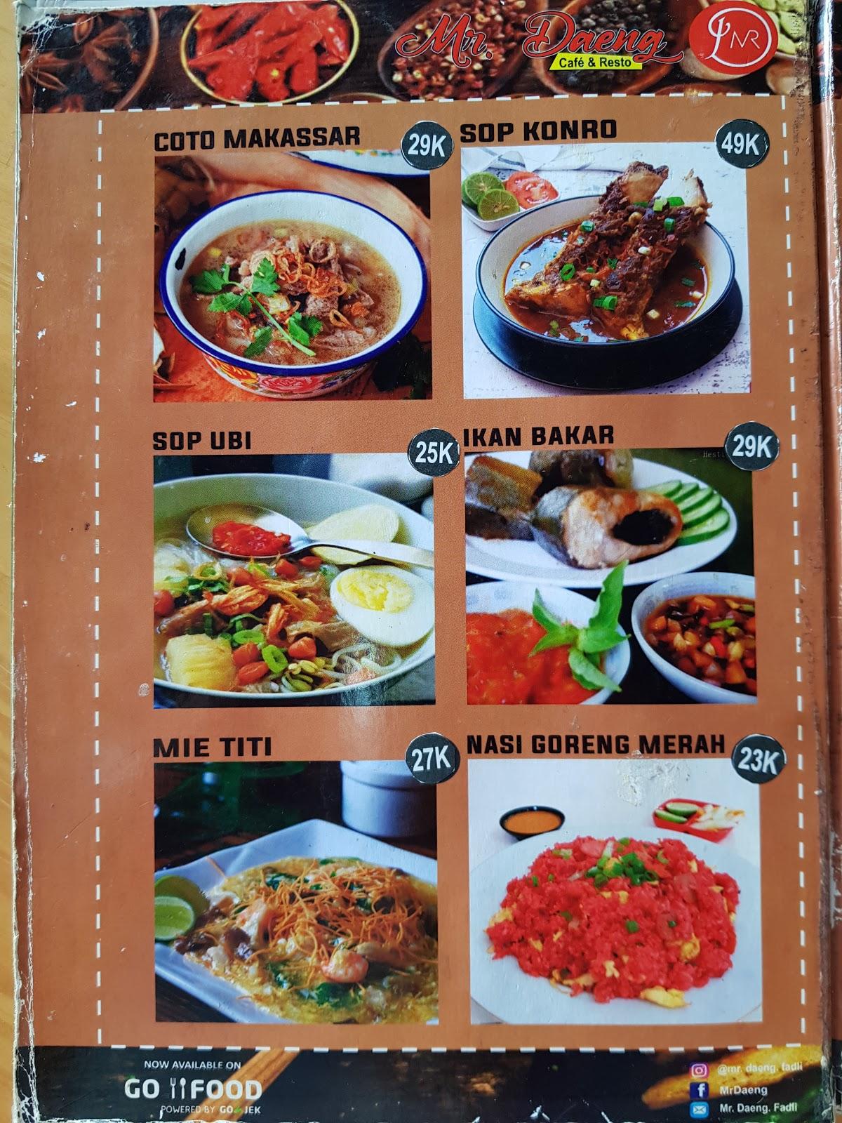 Menu at Mr. Daeng Cafe & Resto Batam, Batam