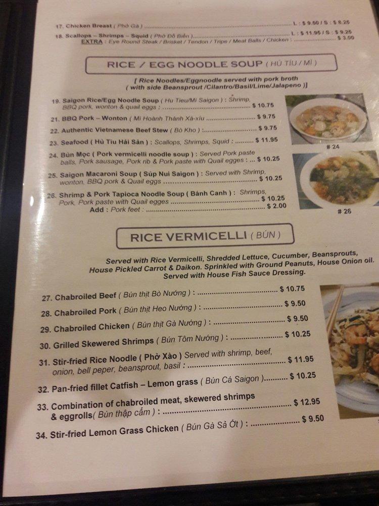 Menu at Saigon Taste restaurant, El Paso, N Mesa St