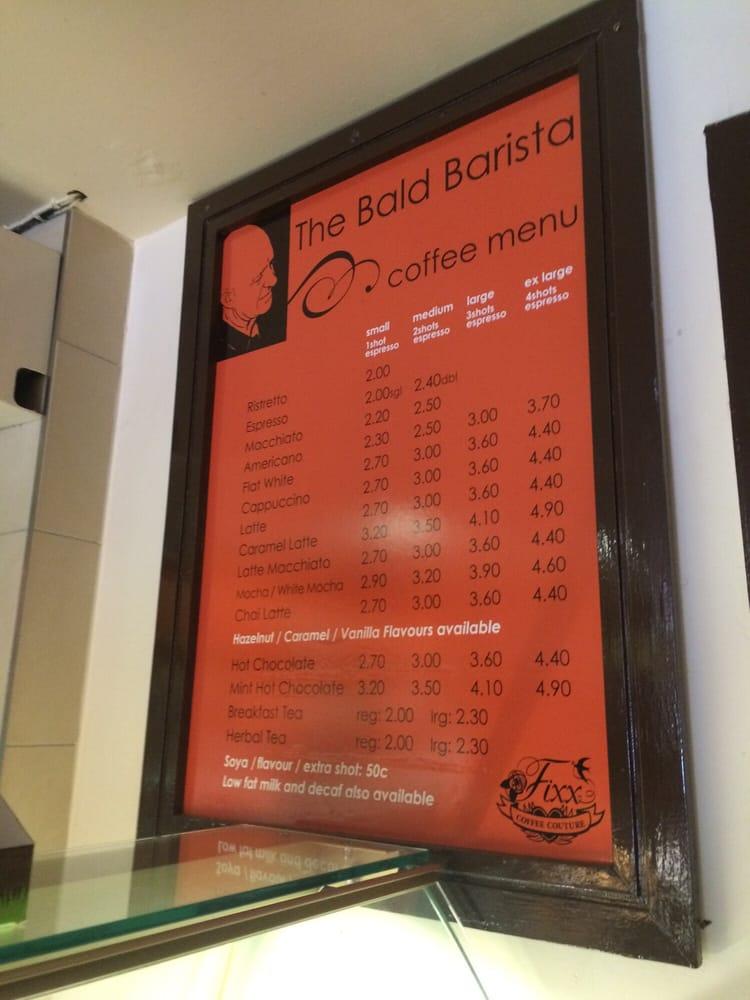 Menu at The Bald Barista, Dublin, 68 Aungier St