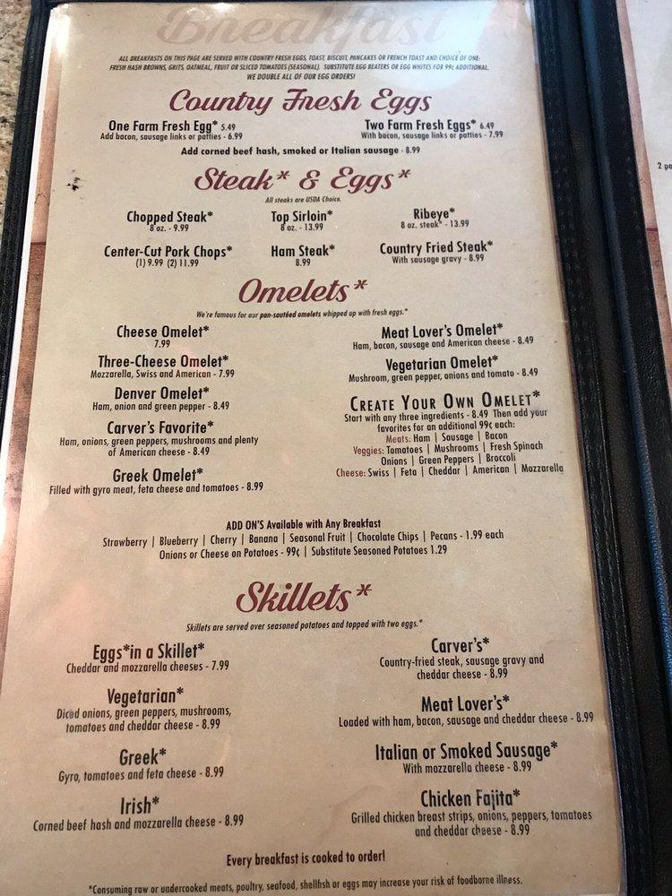 Menu at Carver's Family Restaurant, Richmond