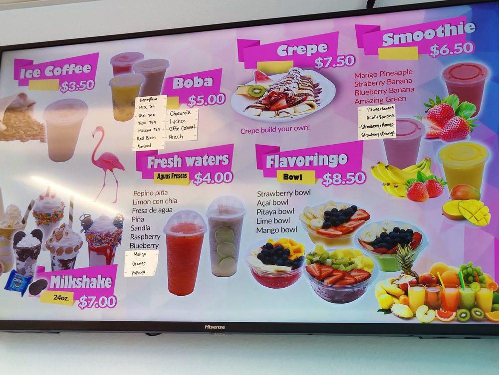 Menu at Flavoringo Raspados pub & bar, Fontana