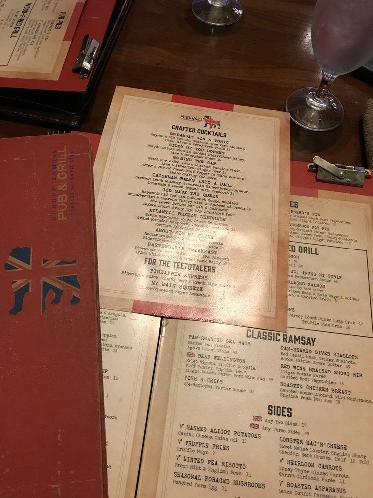 Menu at Gordon Ramsay Pub & Grill, Atlantic City
