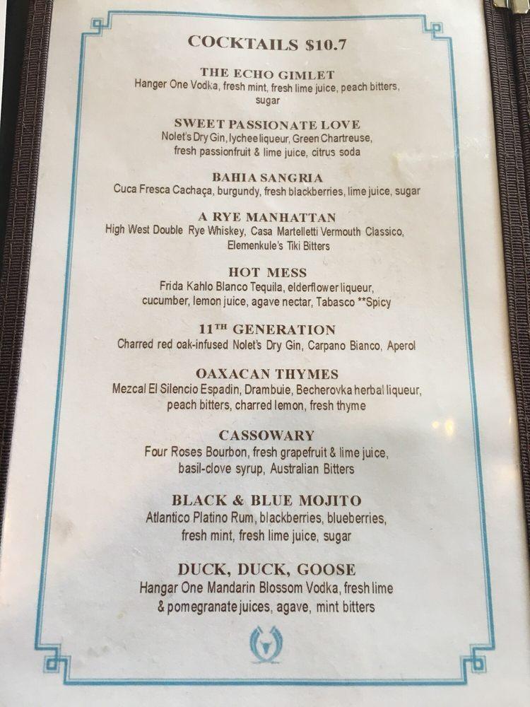 Menu at Echo & Rig Butcher and Steakhouse, Las Vegas