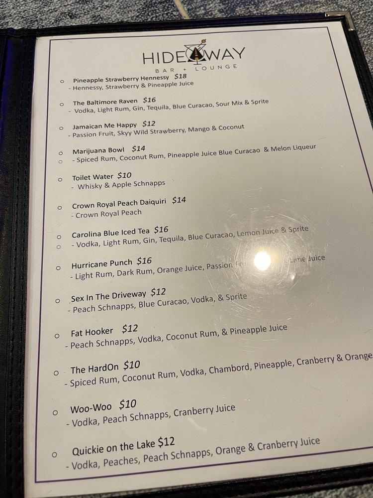 Menu at HideAway Bar & Lounge, Charlotte