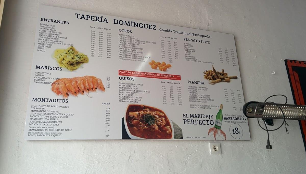 Menu at Mosto Domínguez pub & bar, Sanlúcar de Barrameda