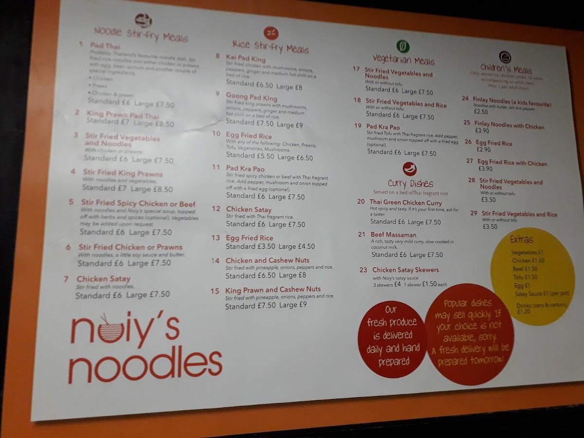 Menu at Noiy's Noodles at The Hope. restaurant, Hythe, 82 Stade St
